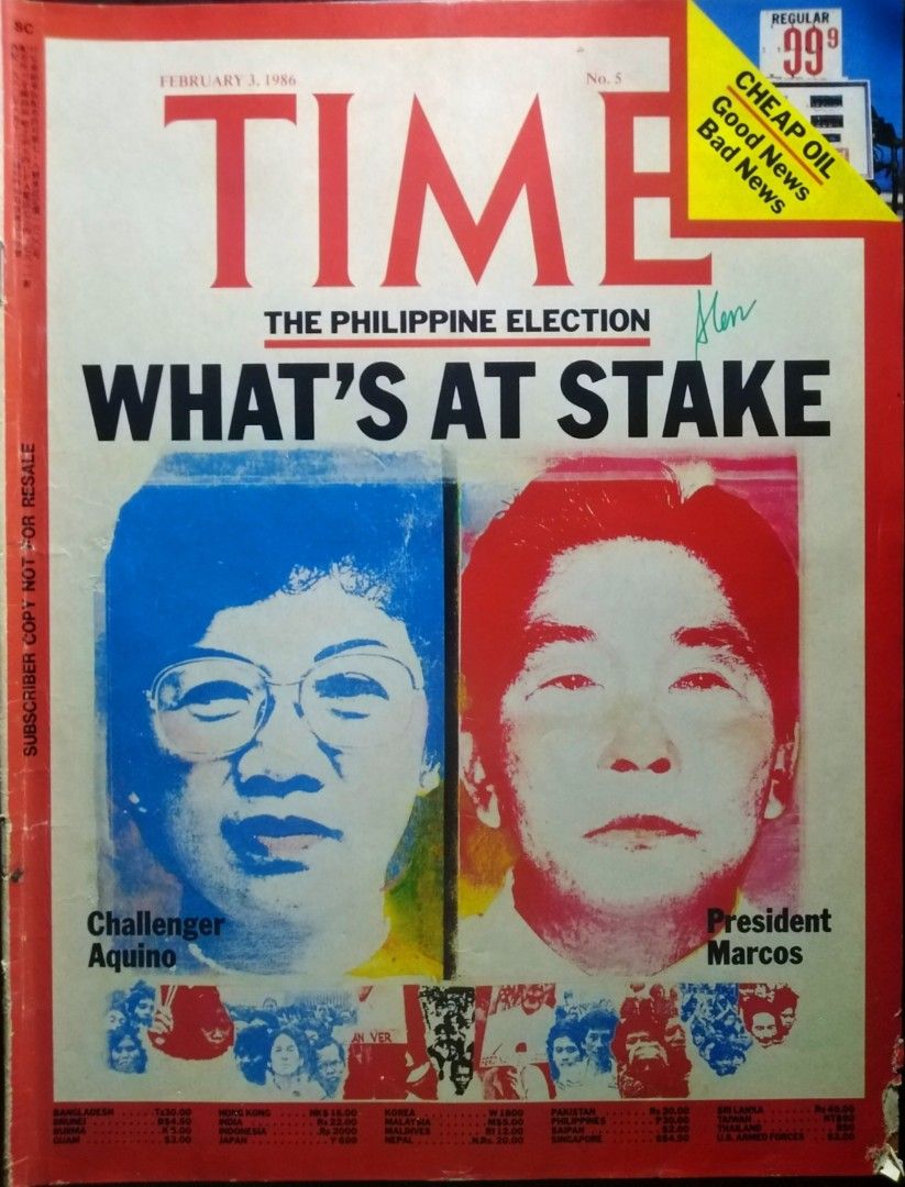 (EXTREMELY RARE) 1986 Time Marcos vs. Aquino Snap Election Magazine on ...