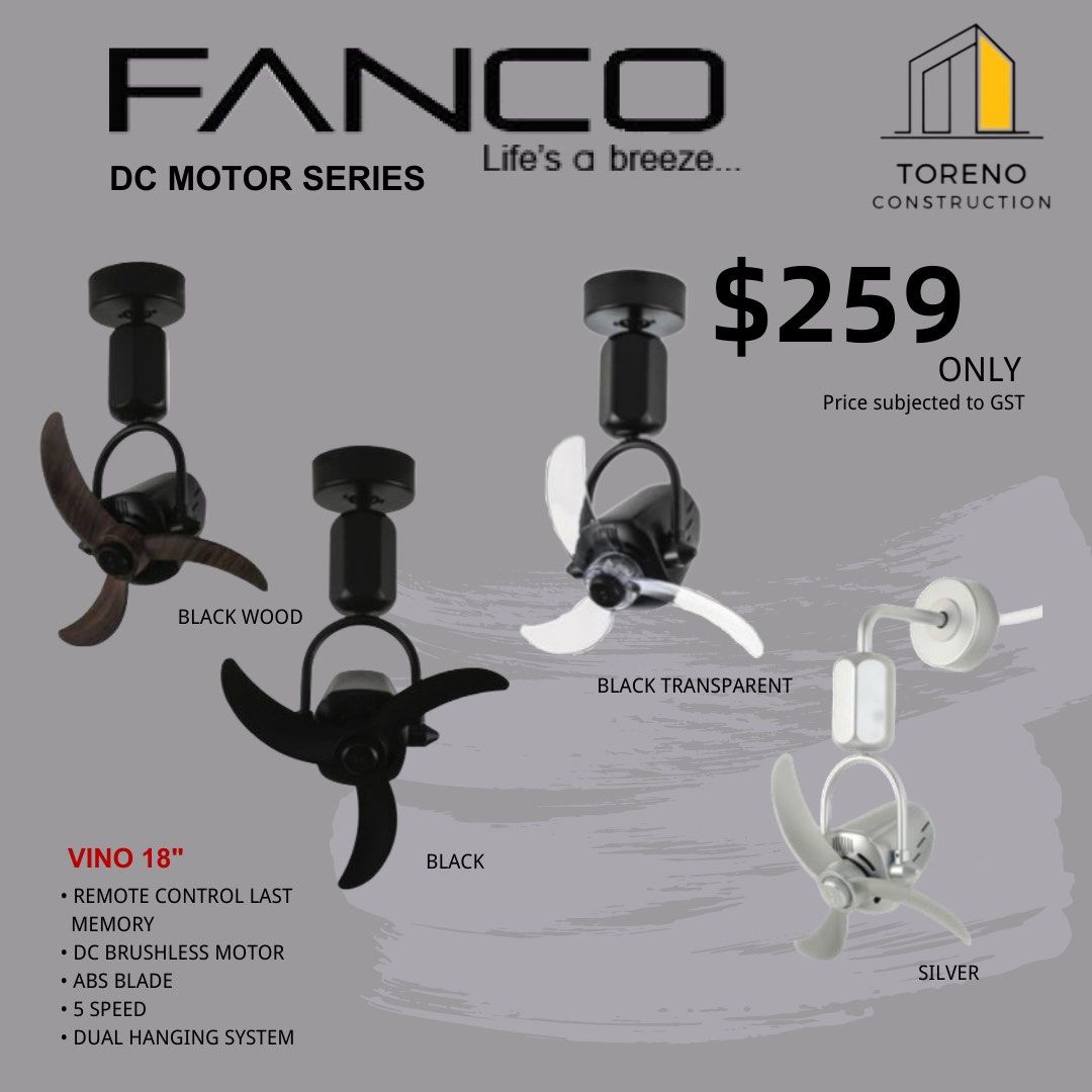 FANCO-DONO 18" Corner Fan - Dual Hanging System, Furniture & Home ...