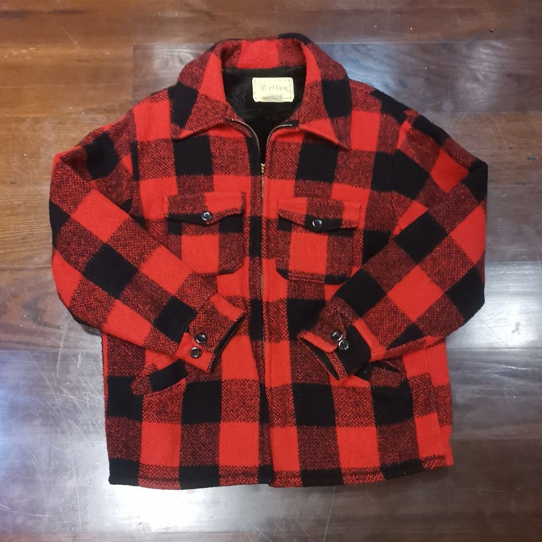 Genuine Vintage Melton Outerwear 1950's Plaid Hunting Jacket, Men's ...