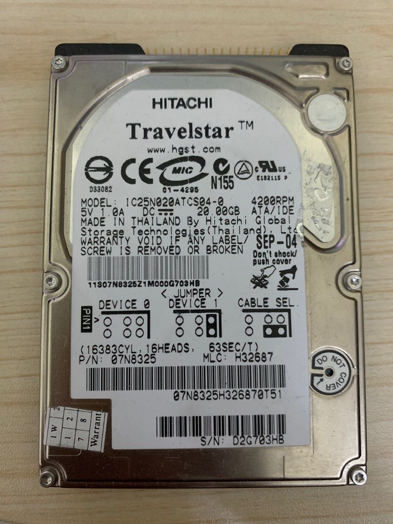 Hitachi 20GB IDE 2.5 Laptop Hard Disk, Computers & Tech, Parts ...