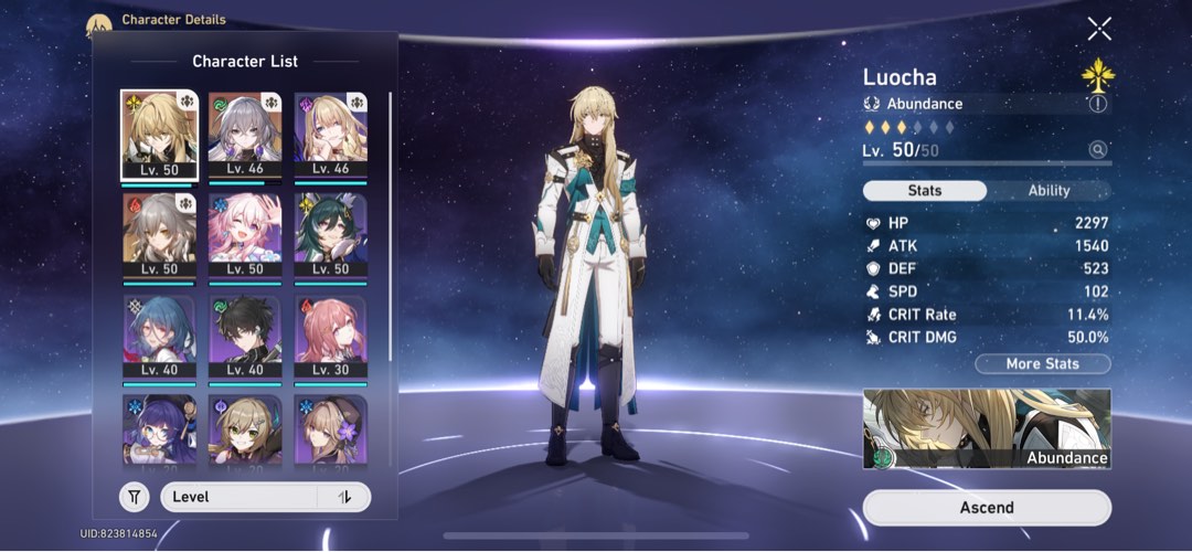 Honkai starail E1 loucha and his LC account, Video Gaming, Gaming ...