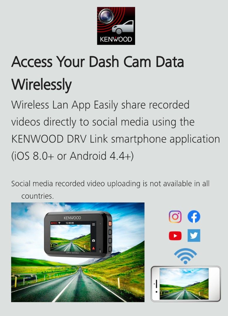 KENWOOD Dashboard/Front Recording Camera: DRV-W450, Car Accessories, Accessories on Carousell