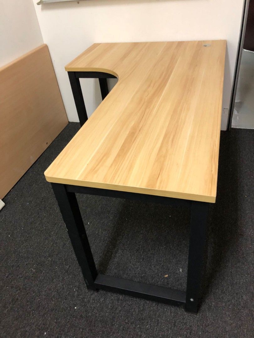 L shap study desk computer tabke with iron legs and frame, Furniture ...