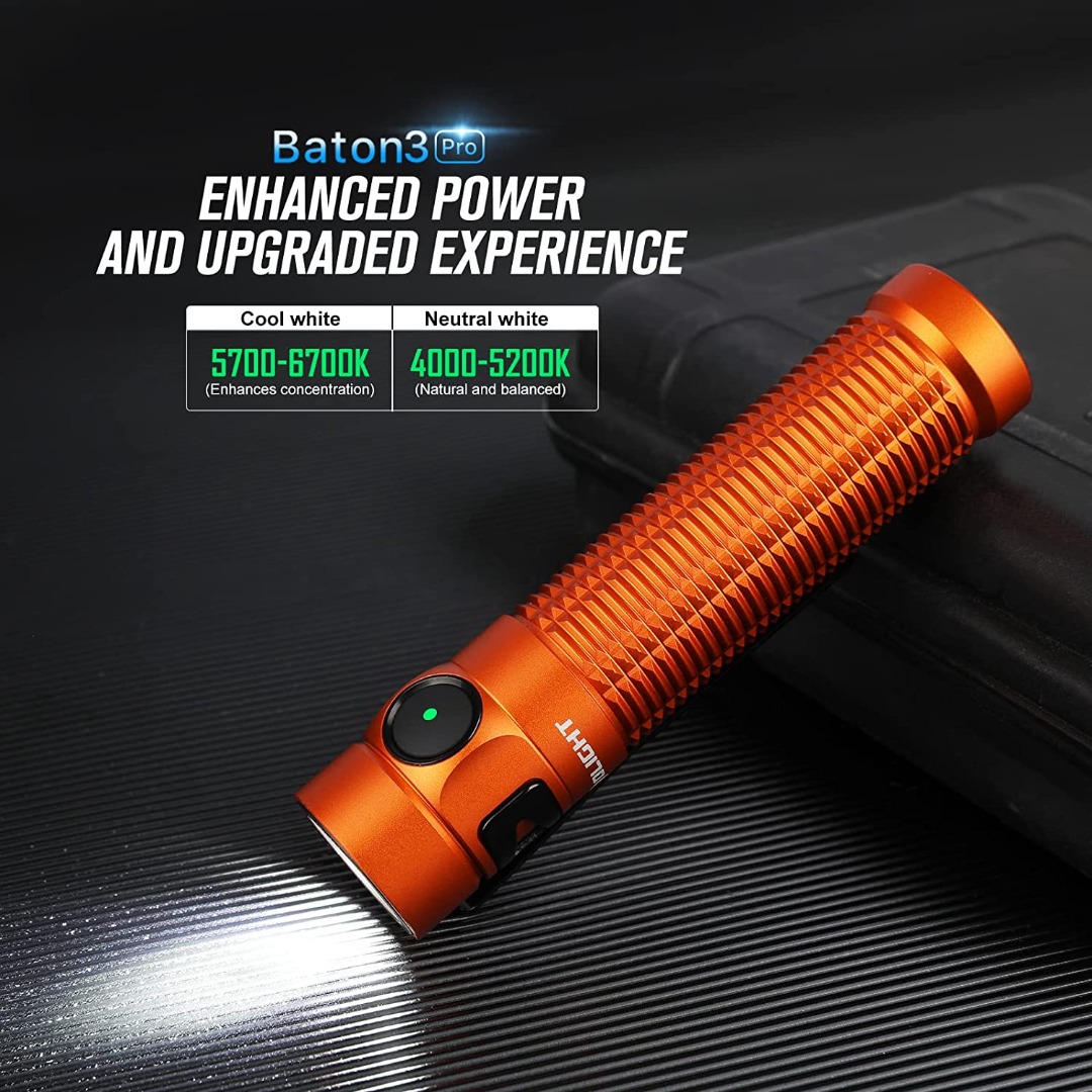 (Limited Edition) Olight Baton 3 Pro Orange Rechargeable EDC Flashlight ...