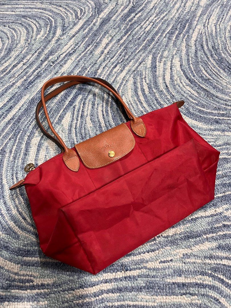 LONGCHAMP ORIGINAL BUTTON RED SMALL LONG HAND tote bag with etiketa ...