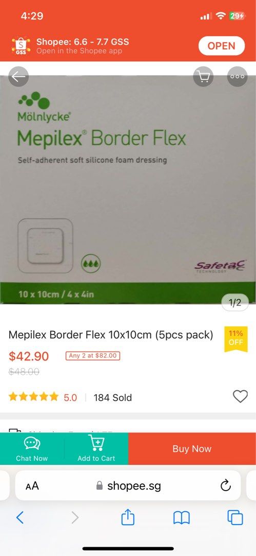 Mepilex Borderflex 10cm X 10cm, Health & Nutrition, Medical Supplies ...