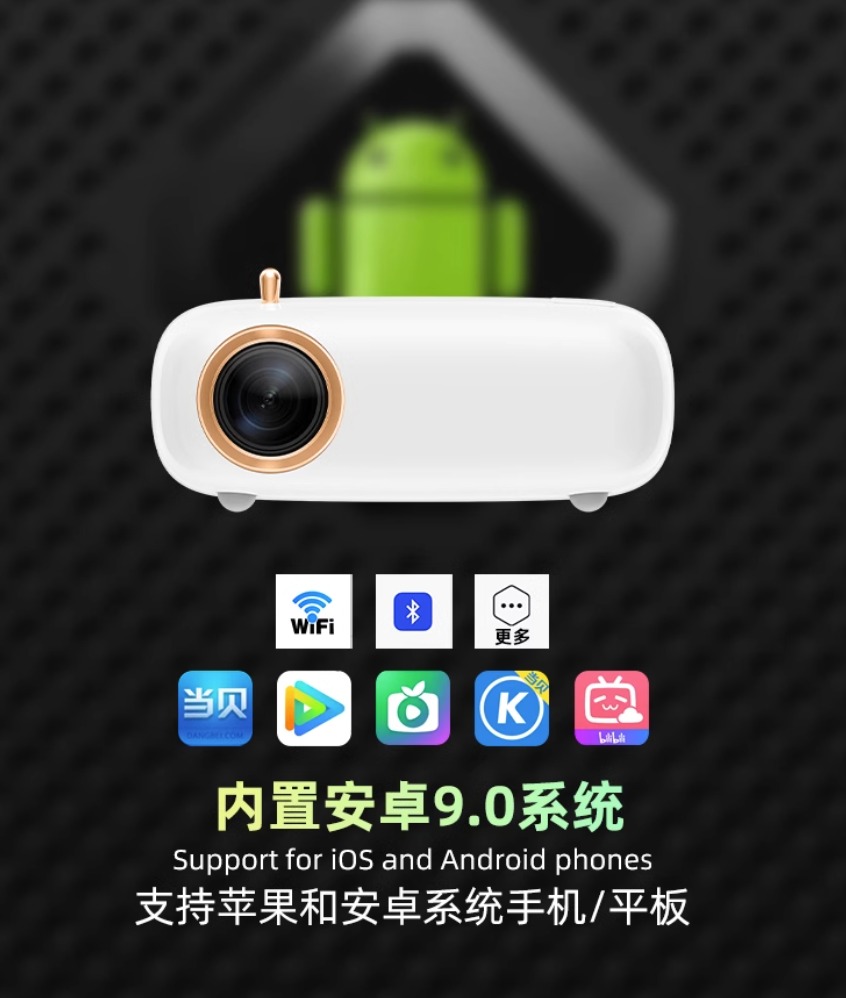 Mini Projector Portable HD 1080P 6000Lux Smart Projectors for Mobile ...