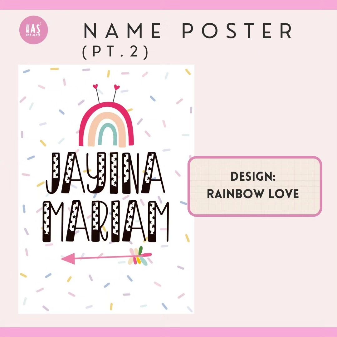 Name Poster Label A3, Hobbies & Toys, Stationery & Craft, Handmade ...