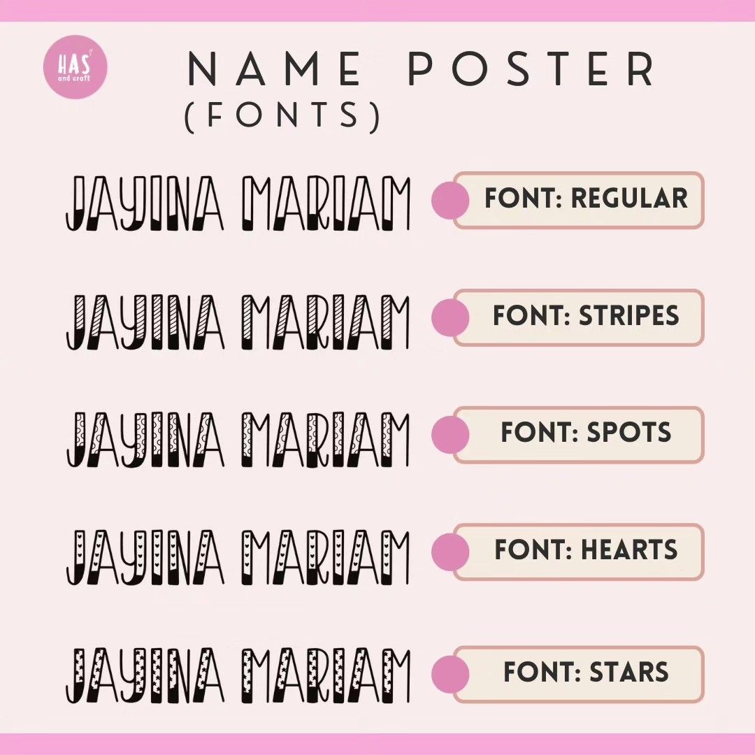Name Poster Label A3, Hobbies & Toys, Stationery & Craft, Handmade ...