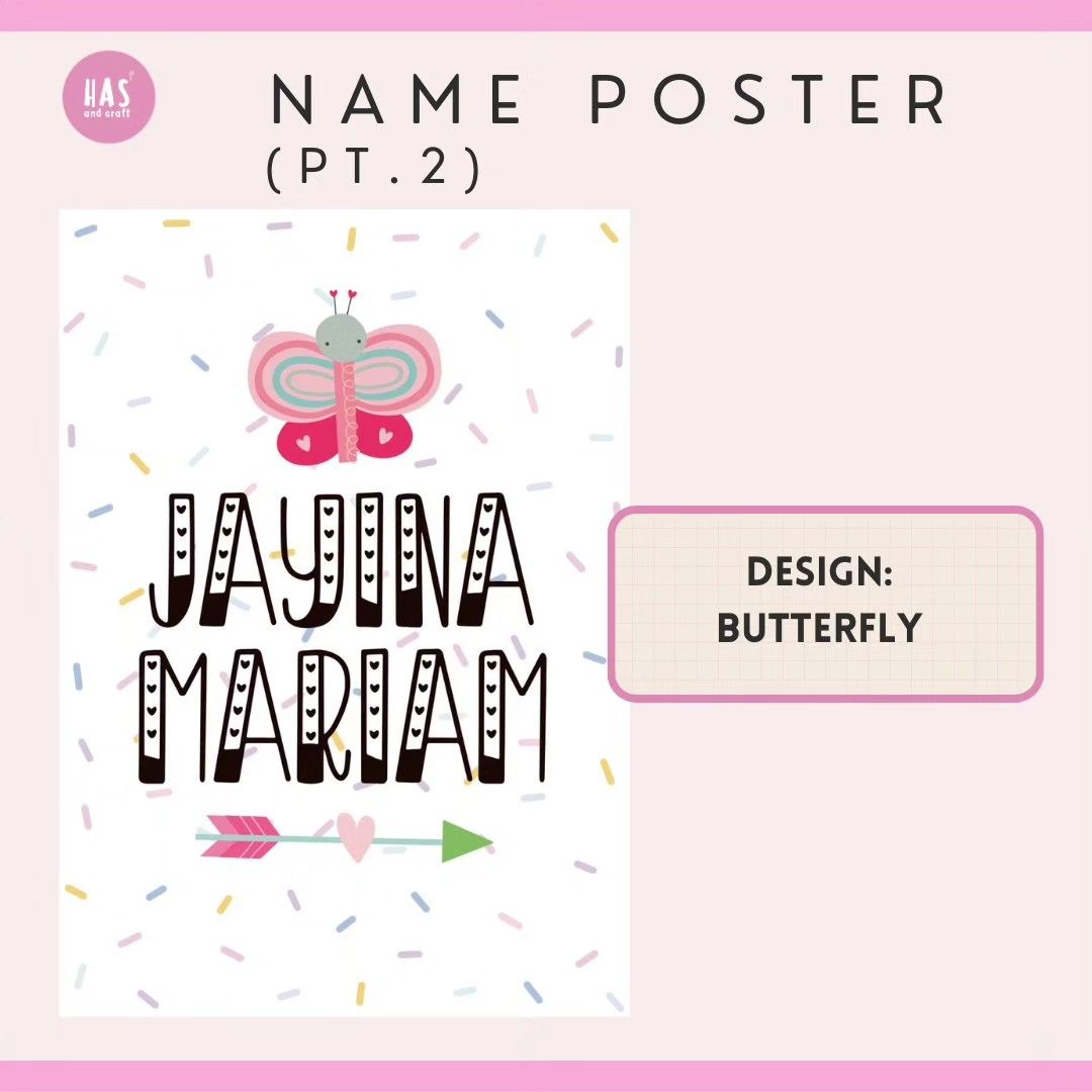 Name Poster Label A3, Hobbies & Toys, Stationery & Craft, Handmade ...