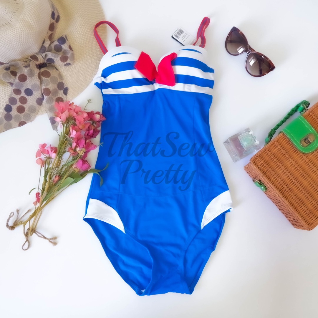 Nautical One Piece Swimsuit Monokini Swimwear, Women's Fashion ...