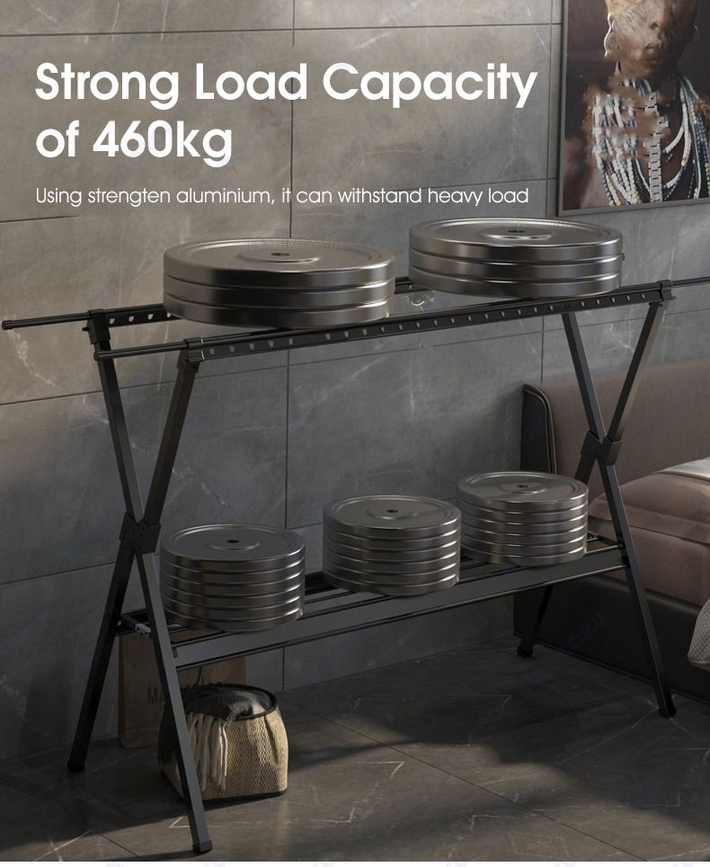 ODOROKU X Shape Premium Aluminum Foldable Laundry Rack with Wheels ...