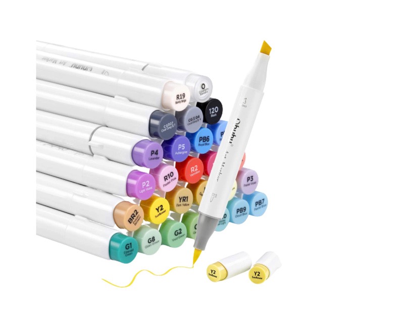 Ohuhu 24 Basic Colors Marker Pen Set with Case on Carousell