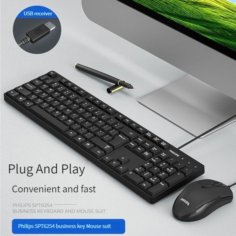 Philips c334 keyboard and mouse set usb wired Combo Compatible with mac ...