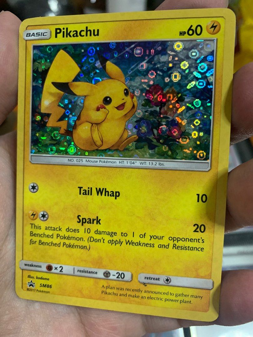 Pokemon Pikachu SM86 Sequin Holo, Hobbies & Toys, Toys & Games on Carousell