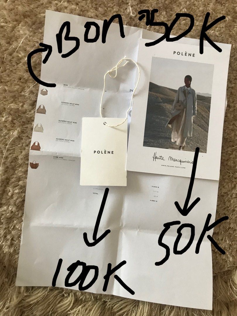 POLENE BAG TAG PRICE TAG LABEL TAG BOOKLET CARD KARTU OTENTIK TAS ...