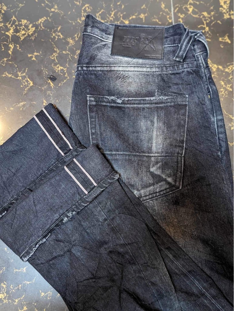 PRPS One Year Wash Selvedge Jeans In Acid Black Colorway on Carousell
