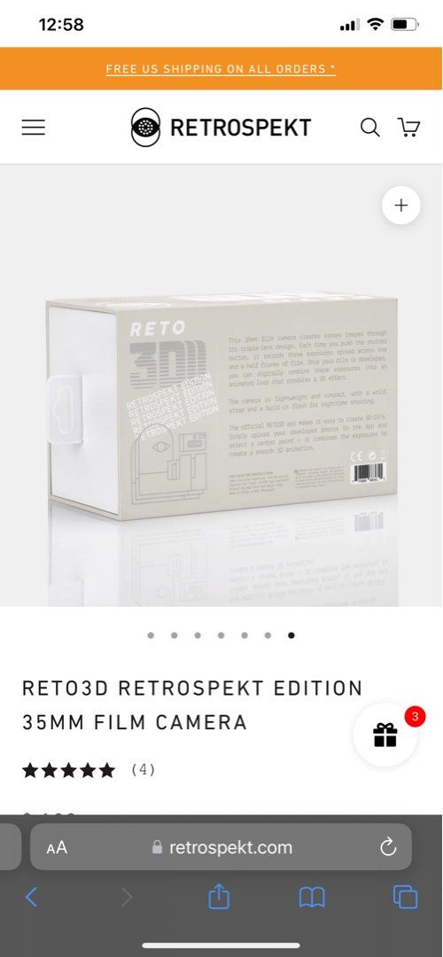 Reto 3D Retrospekt Limited Edition 35m Film Camera (resusable ...