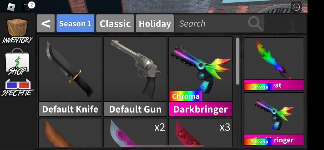 Roblox mm2 Chroma Heat & Chroma dark bringer, 興趣及遊戲, 玩具 & 遊戲類 - Carousell