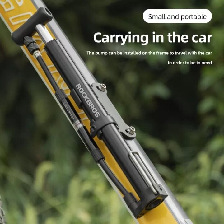 ROCKBROS Air Pump With Gauge 120 PSI Aluminum Alloy Foot Inflator ...