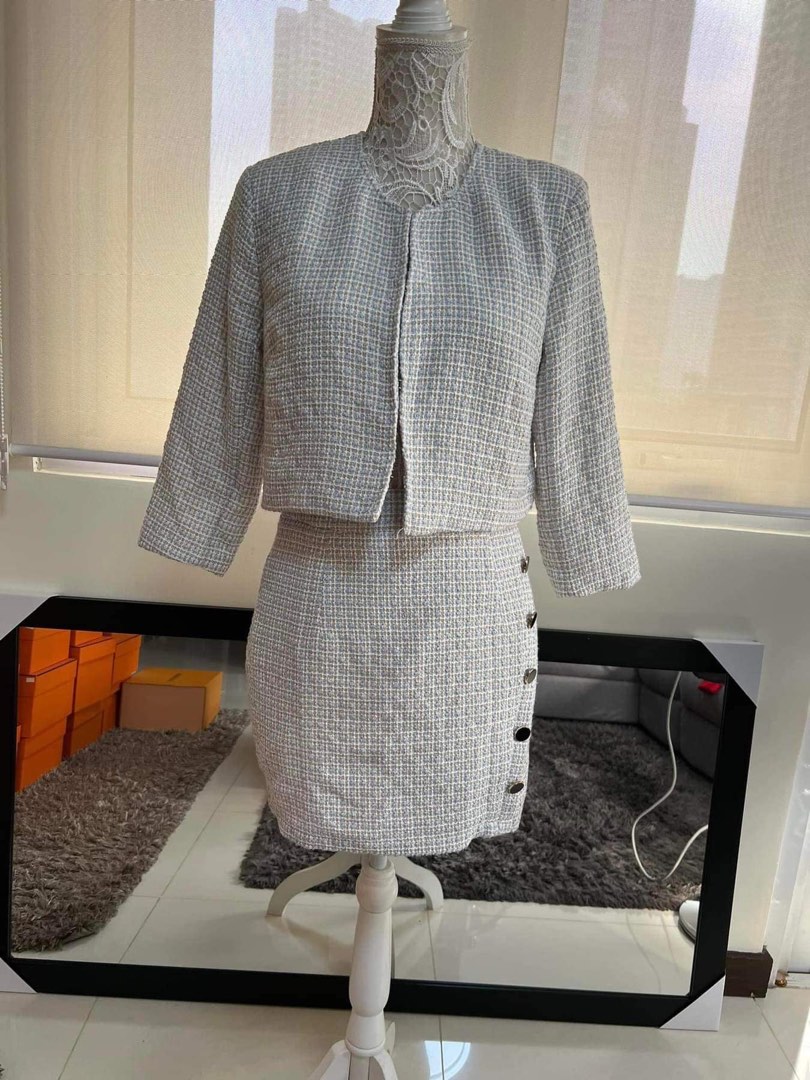Shein Set Tweed Blazer and Skirt on Carousell