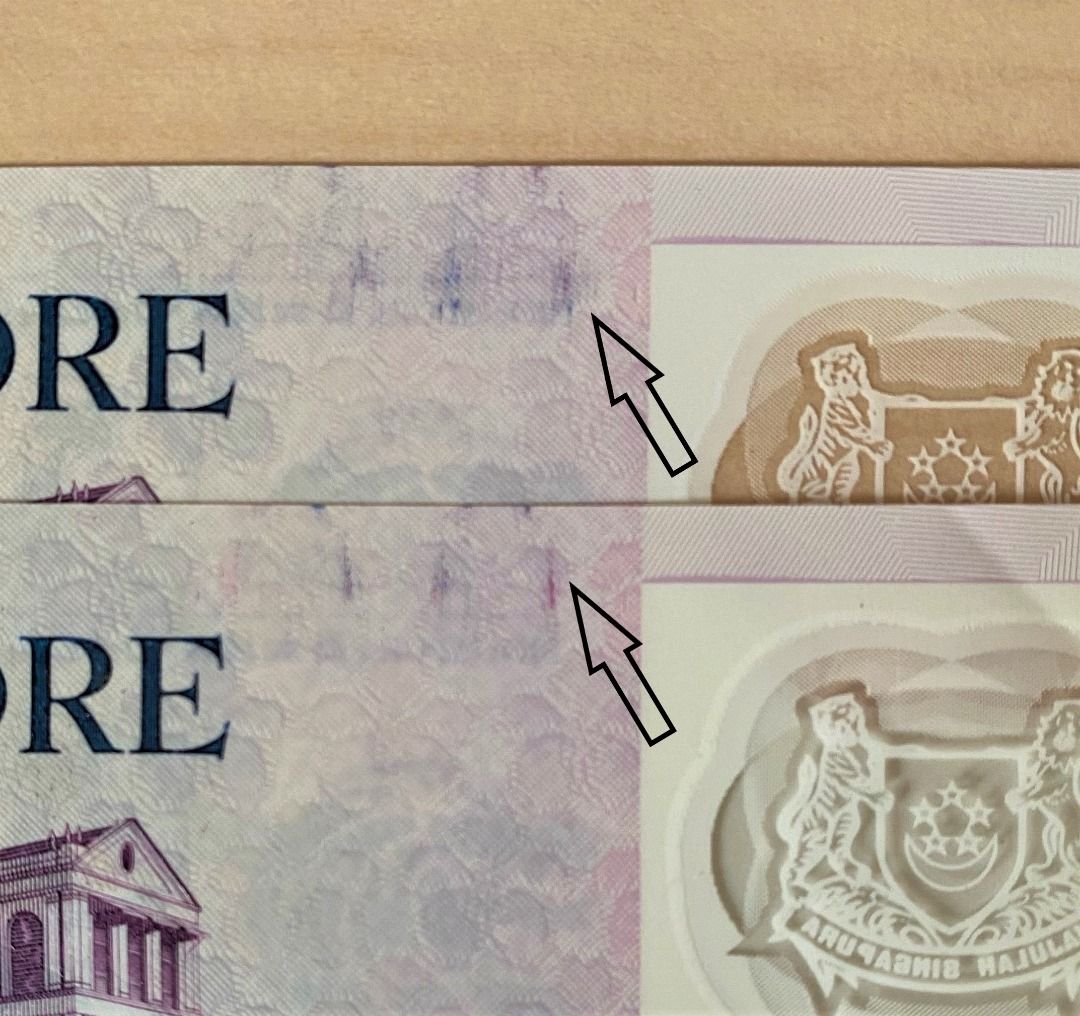 Singapore Portrait Series $2 Banknotes with Ink Smudge Error, Hobbies ...