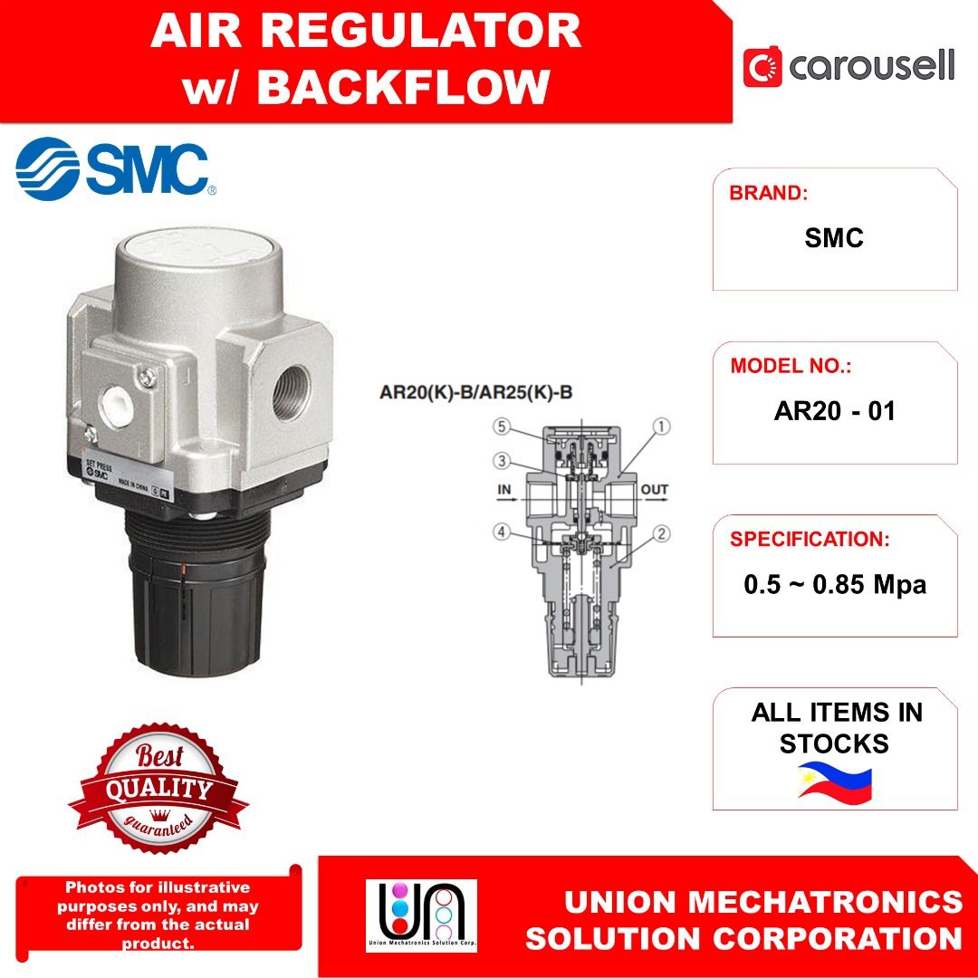 SMC Air Regulator w/ Backflow AR20-01 on Carousell