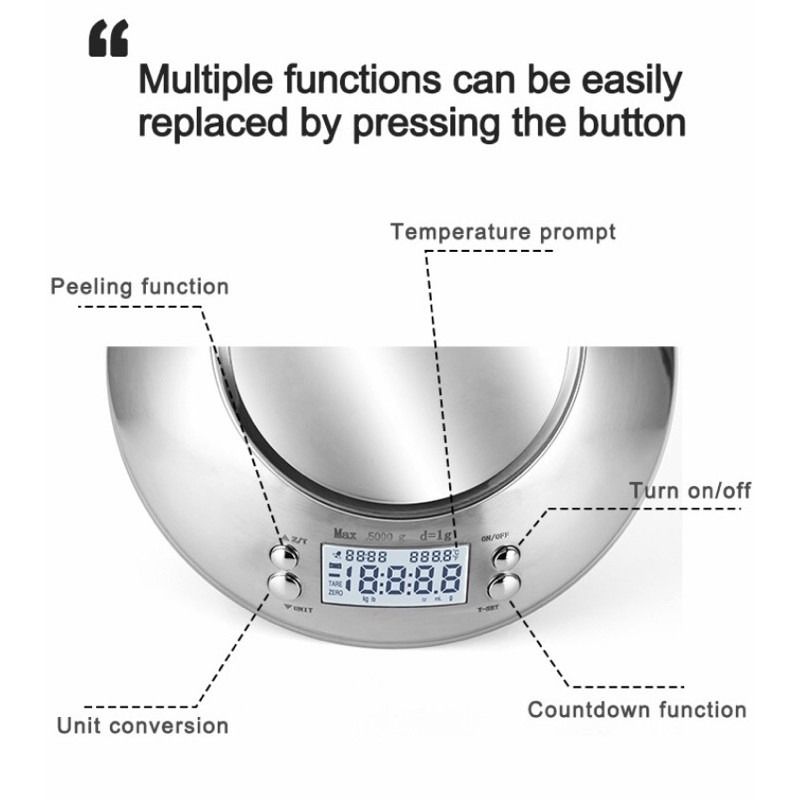 Stainless Steel Food Weighing Scale with Bowl Kitchen Scale for Food ...