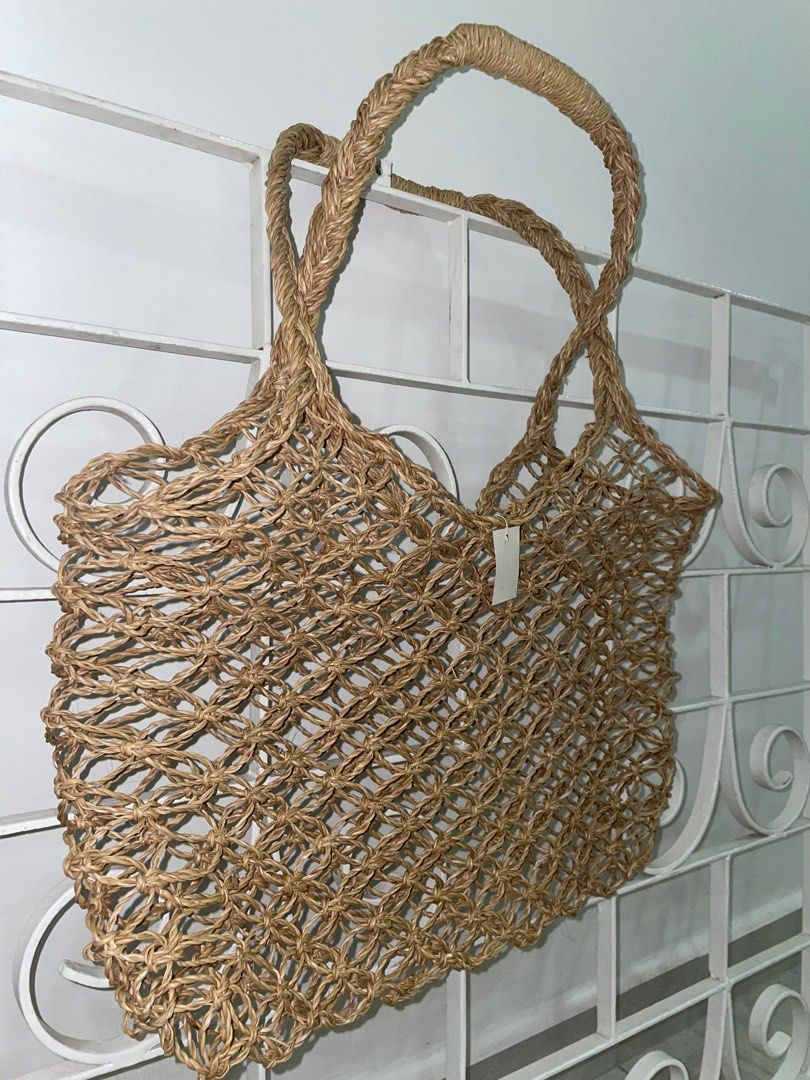 Straw Mesh Straw Woven Bag, Women's Fashion, Bags & Wallets, Beach Bags ...