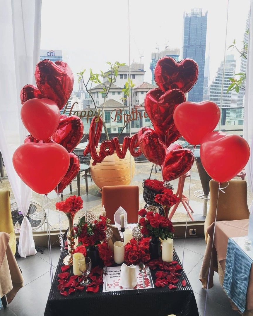 Table deco birthday anniversary setup surprise helium, Hobbies & Toys, Stationery & Craft ...