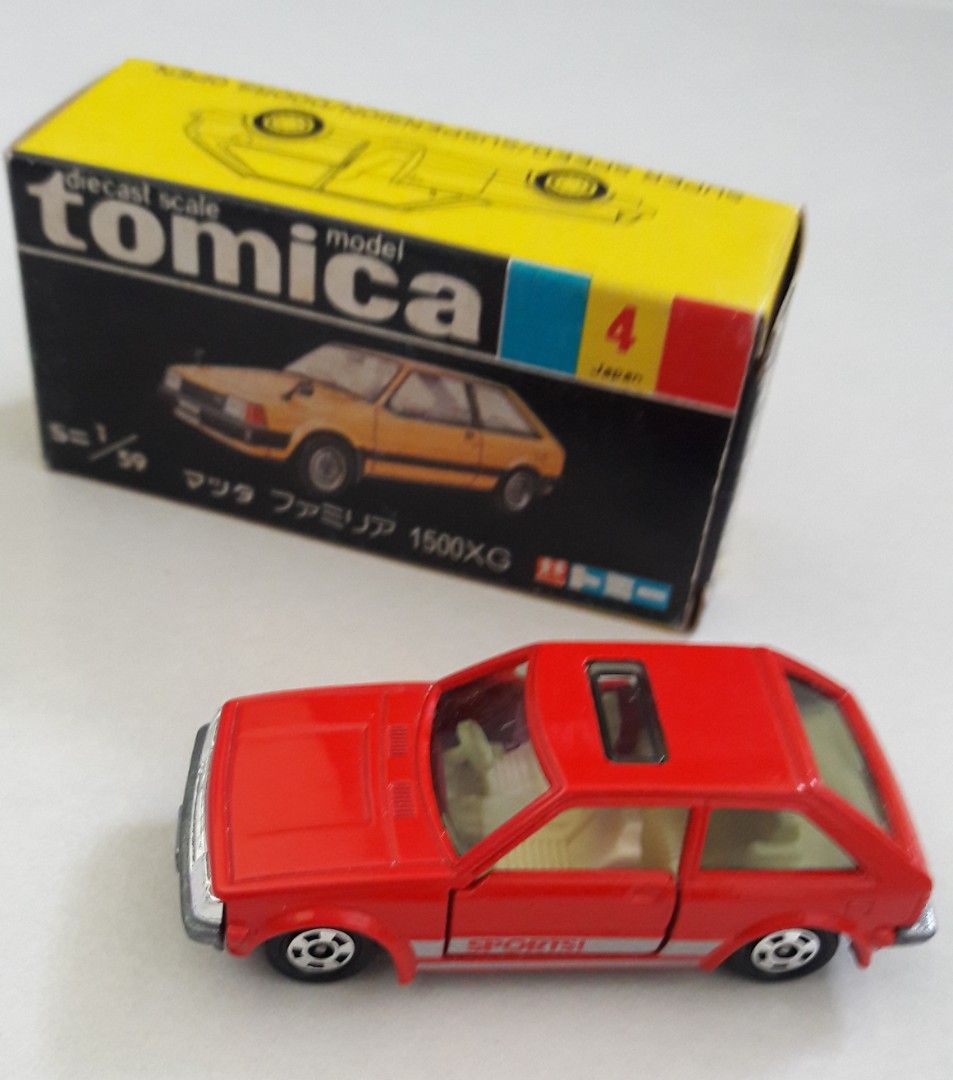 Tomica Black Box No. 4 Mazda Familia Red Sport 1500XG Made in Japan ...