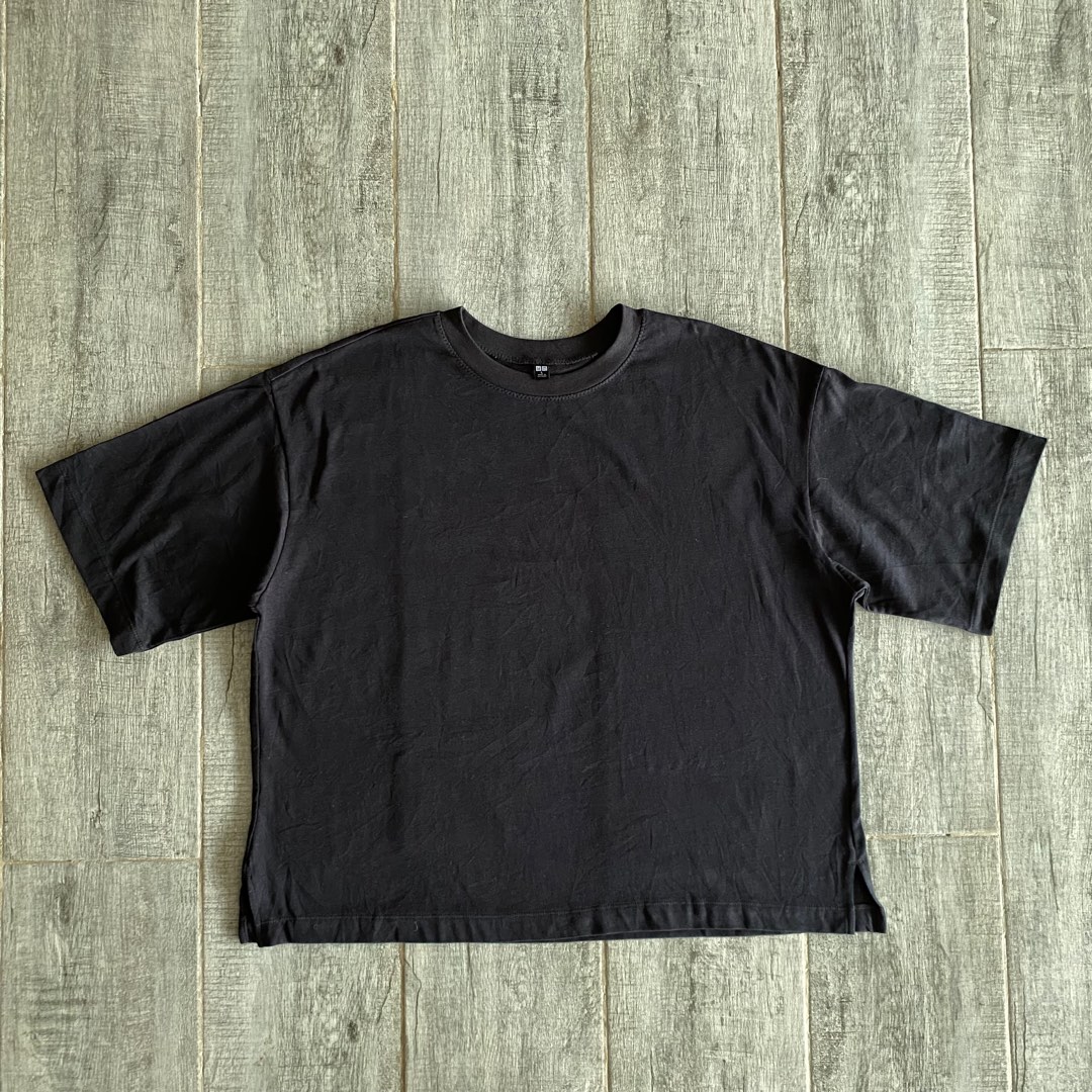 Uniqlo Boxy Style T shirt Plain Black Color on Carousell