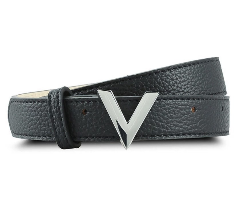 VALENTIO by Mario Valentino MYSTERY Unisex Black V detailed Belt, Women ...