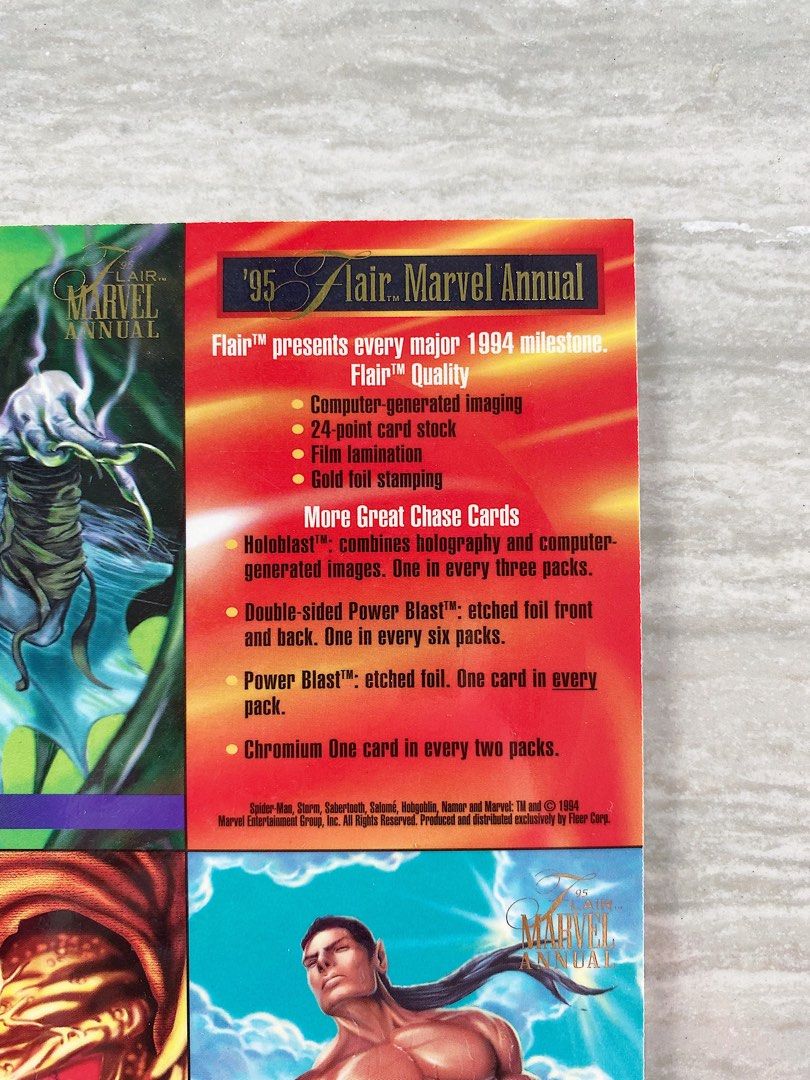 (Vintage) 1995 Flair Marvel Annual - Uncut Trading Card Sheet (Storm ...