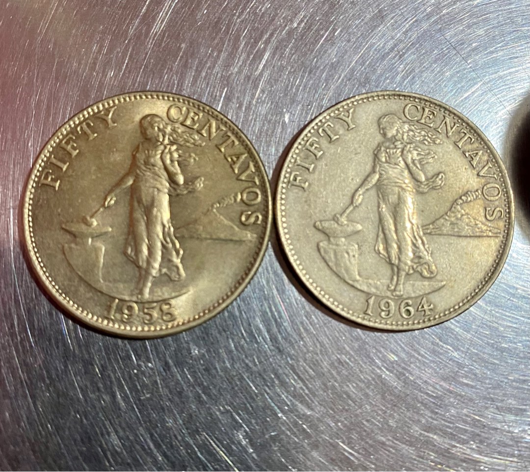 Vintage Philippine Coins 1958 & 1964 Fifty Centavos on Carousell