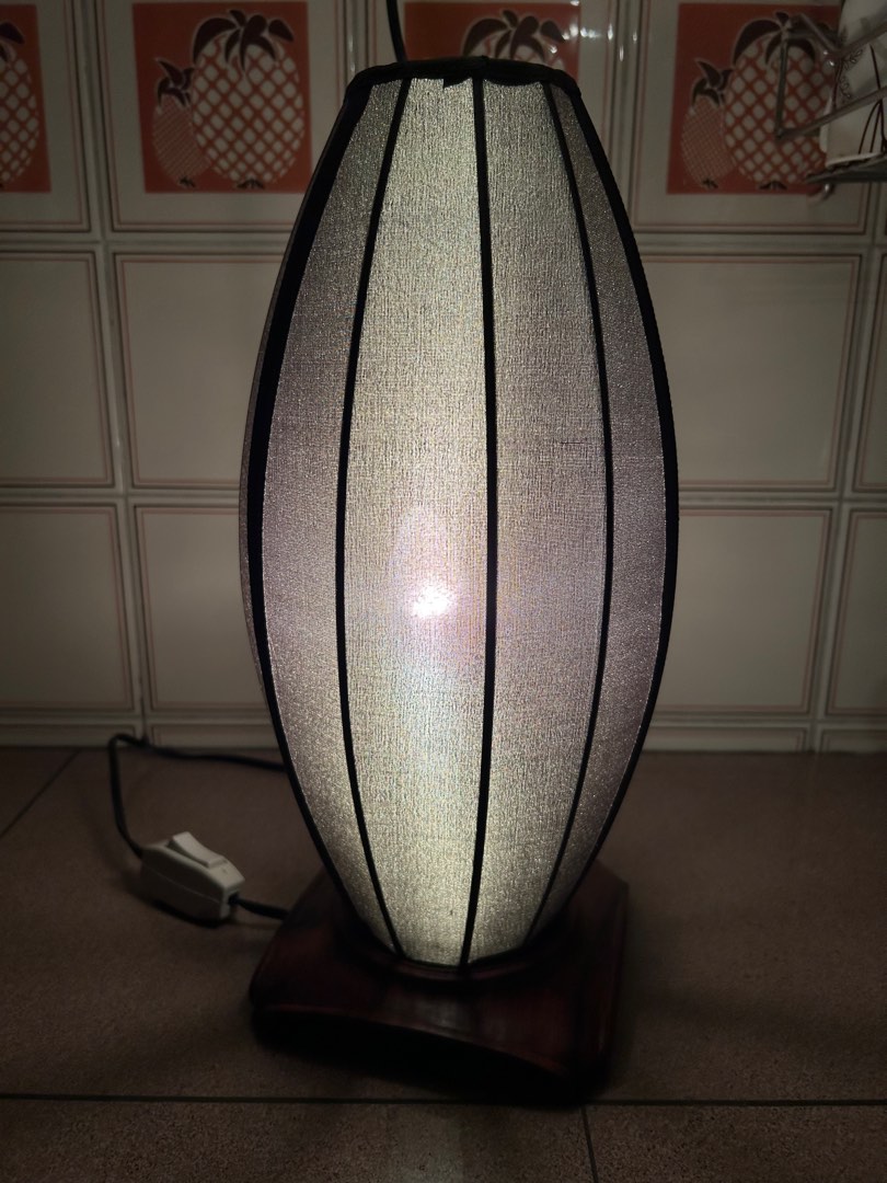 Vintage Silk Tang Dynasty Lantern on Mahogany Base FVsa280623w1 ...