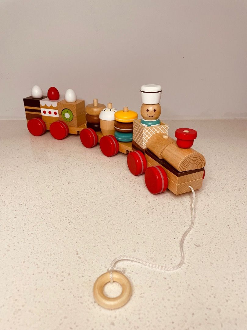 Wooden Hamburger Train Puzzle, Hobbies & Toys, Toys & Games on Carousell