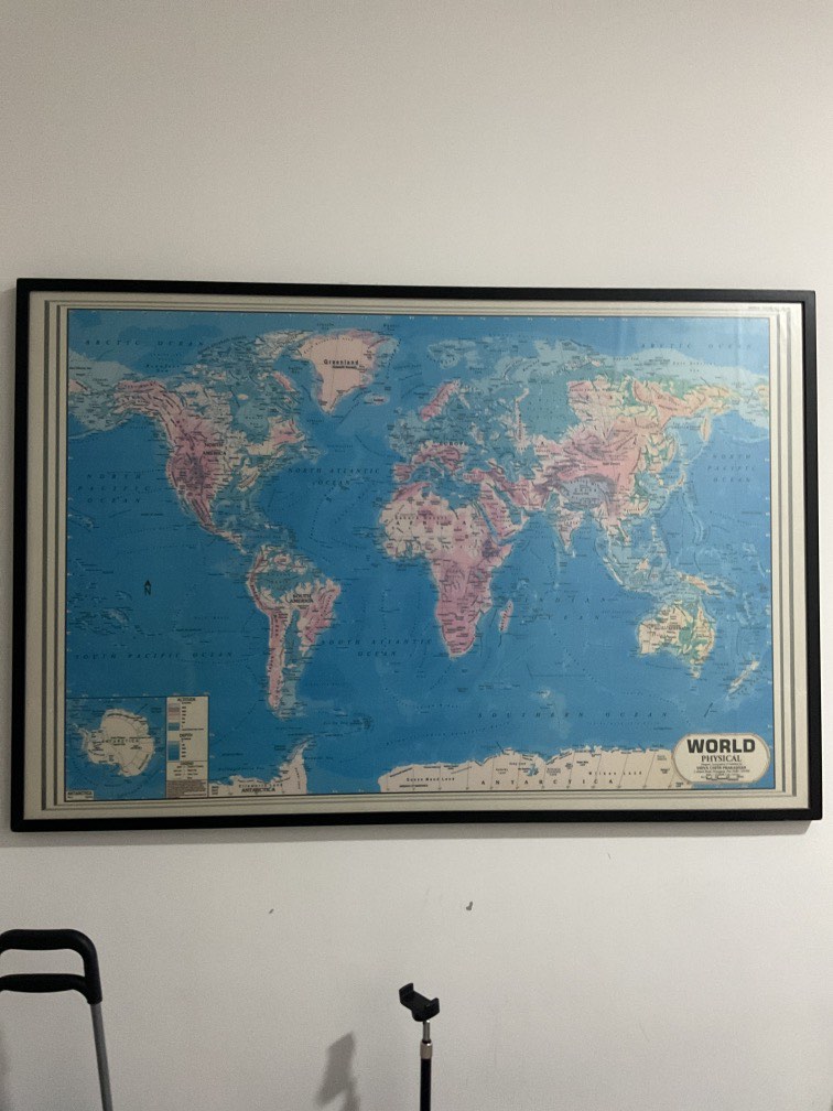 World Map frame, Furniture & Home Living, Home Decor, Frames & Pictures ...
