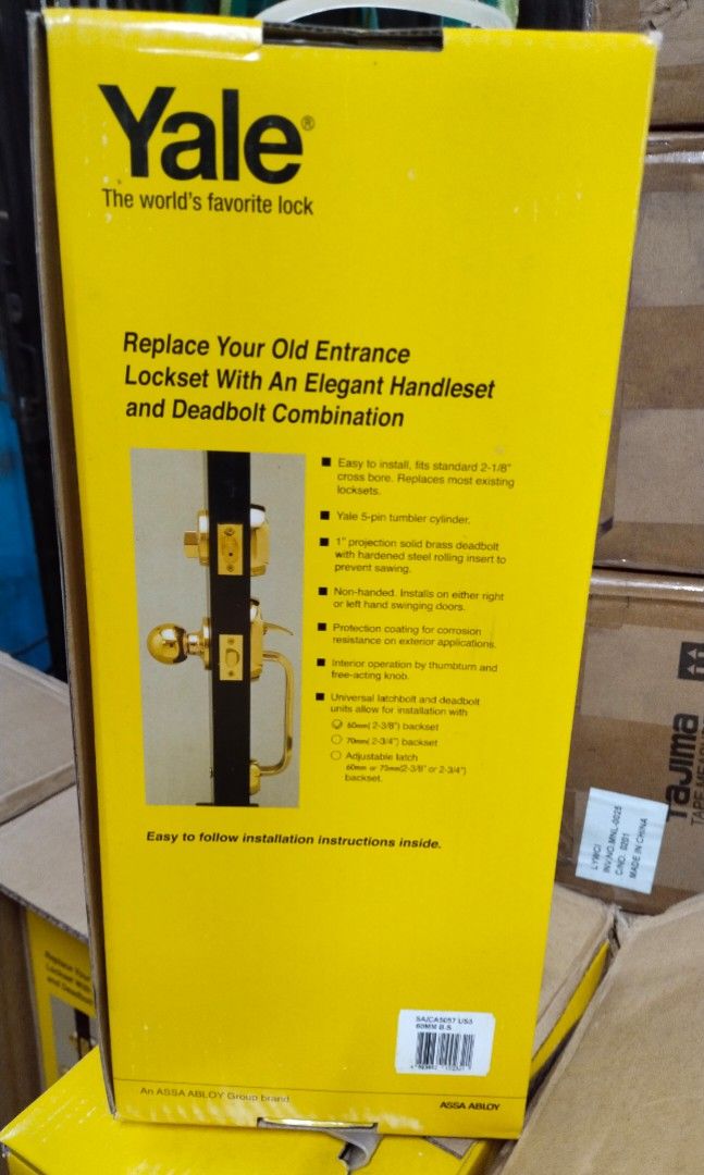 Yale main entrance handle set SA/CA5057 US3 gold one side handle one ...