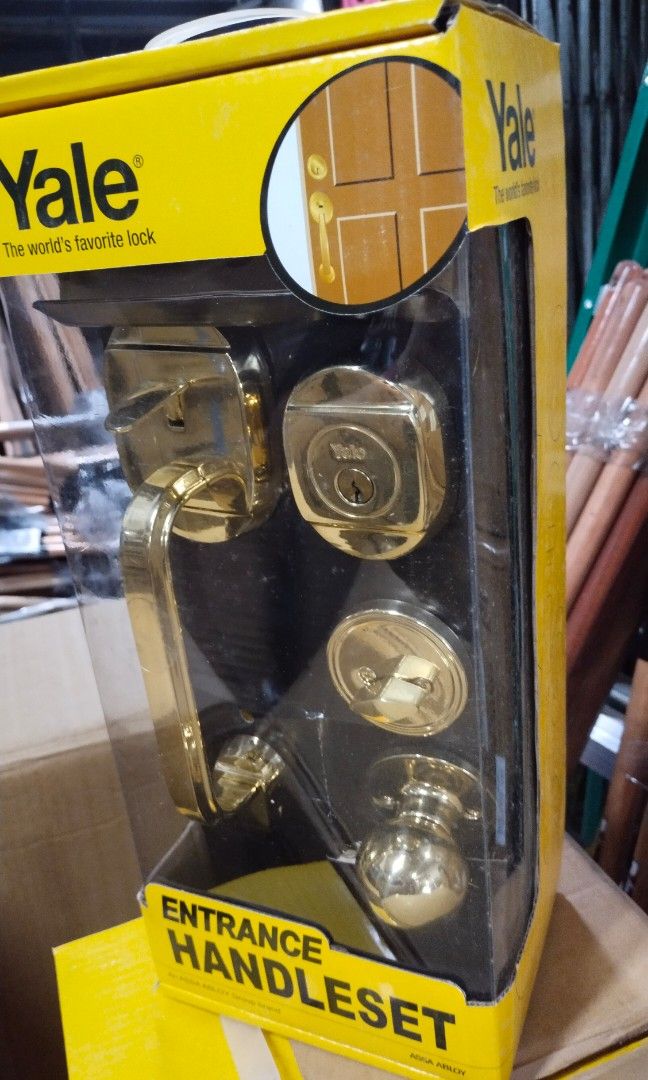 Yale main entrance handle set SA/CA5057 US3 gold one side handle one ...