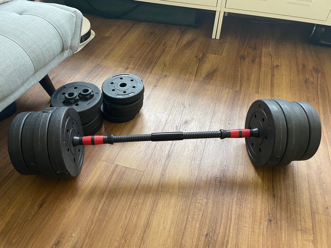 Complete 40KG Barbell / Dumbbell Set, Sports Equipment, Exercise ...