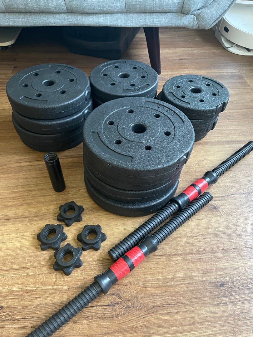 Complete 40KG Barbell / Dumbbell Set, Sports Equipment, Exercise ...