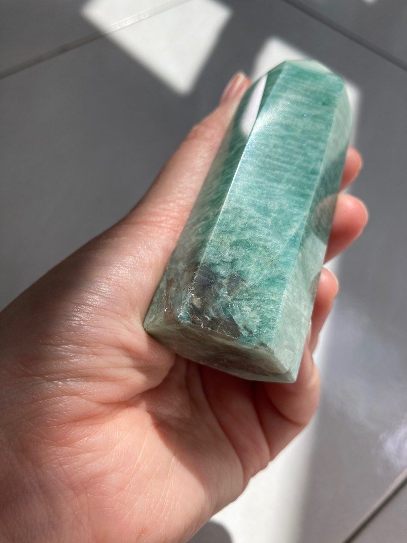 Amazonite tower with black tourmaline inclusion, Women's Fashion ...