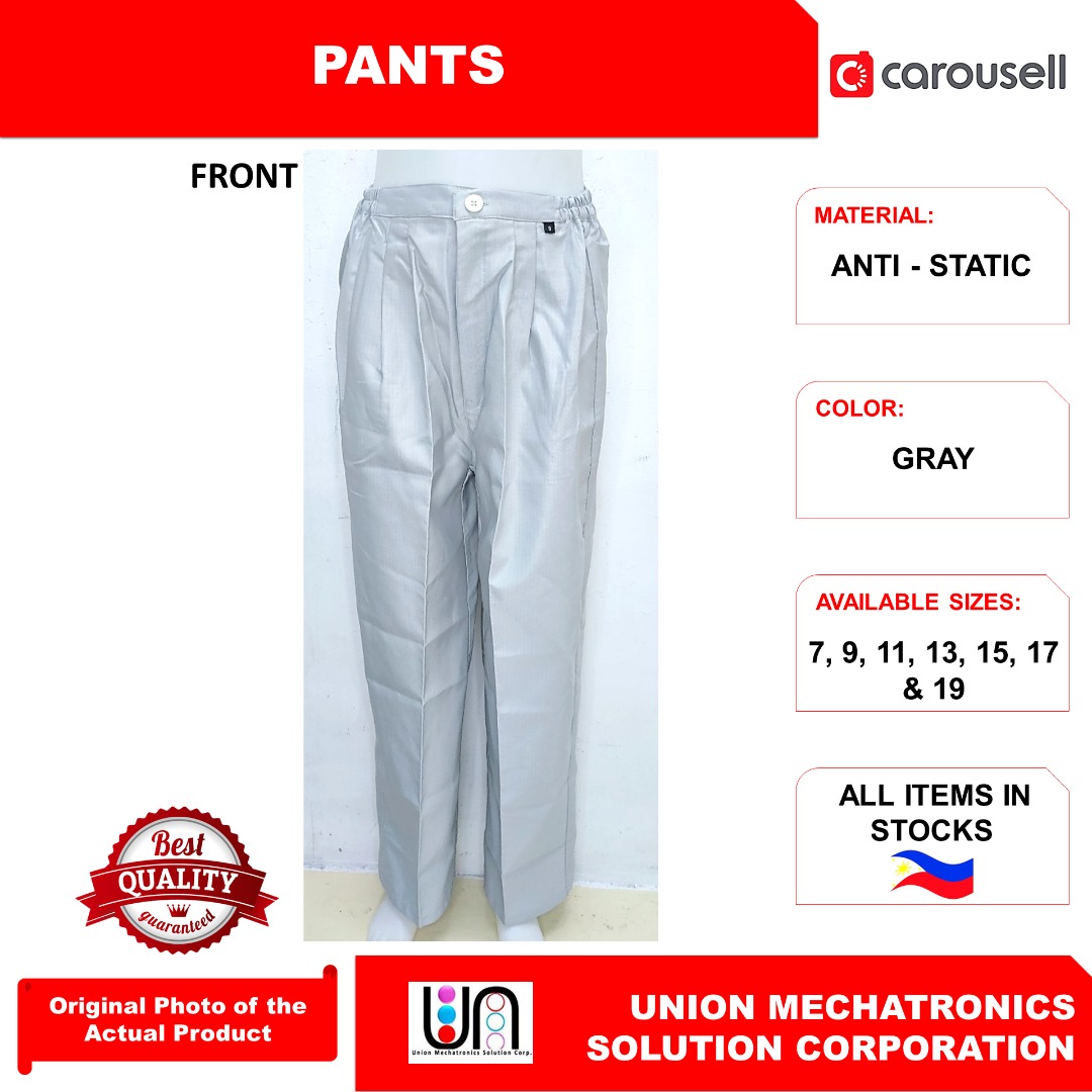 Anti-Static ESD Cleanroom Unisex Gray Pants w/ One Back Pocket ...