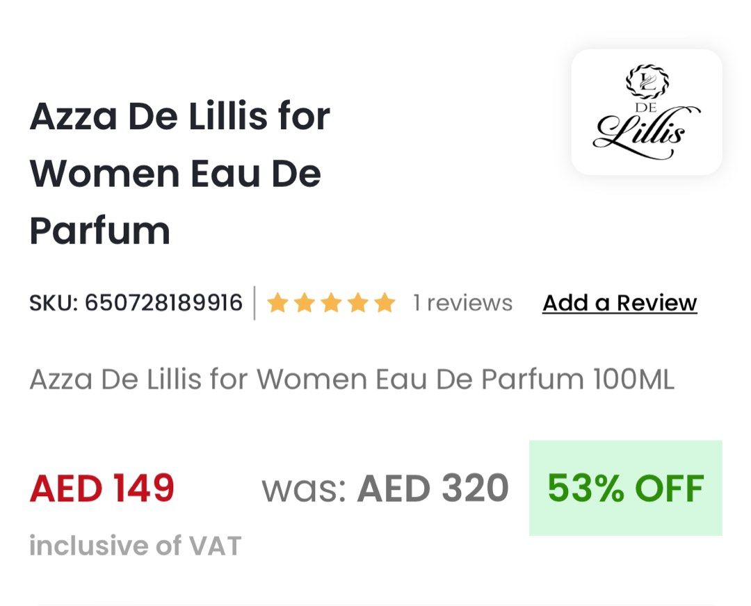Azza de Lillis Eau de Parfum (Perfume), Beauty & Personal Care ...