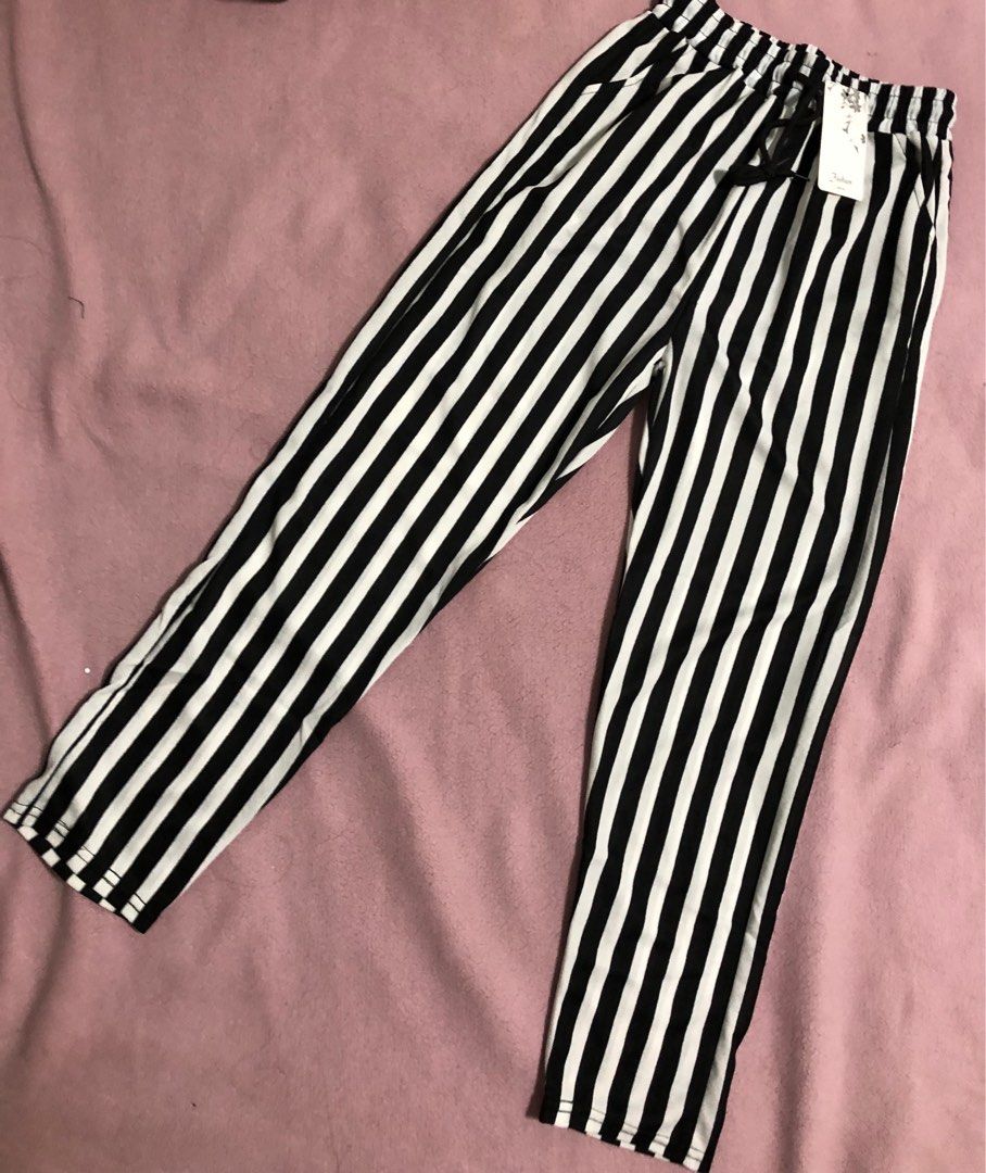 Black and White Striped Pants, Women's Fashion, Bottoms, Other Bottoms ...
