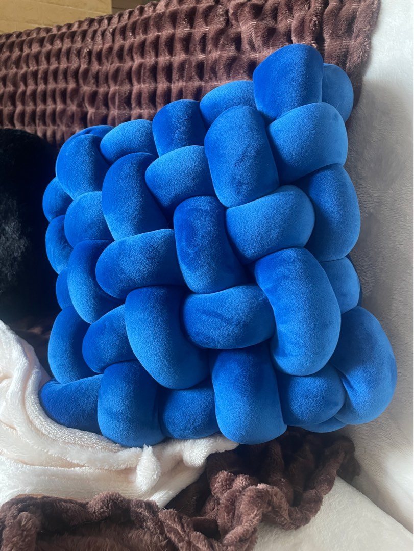 Blue aesthetic knot braid pillow on Carousell