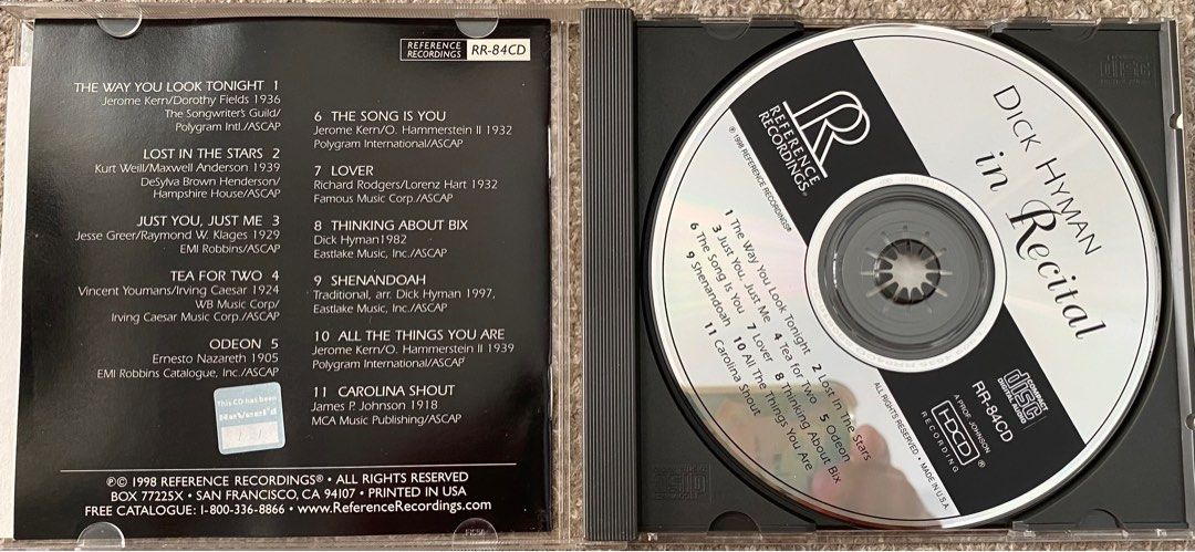 CD: jazz, piano, Audiophile - Dick Hyman In Recital (US Pressing ...