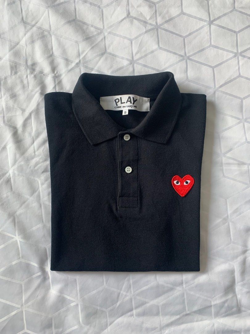 CDG Black Polo, Women's Fashion, Tops, Shirts on Carousell