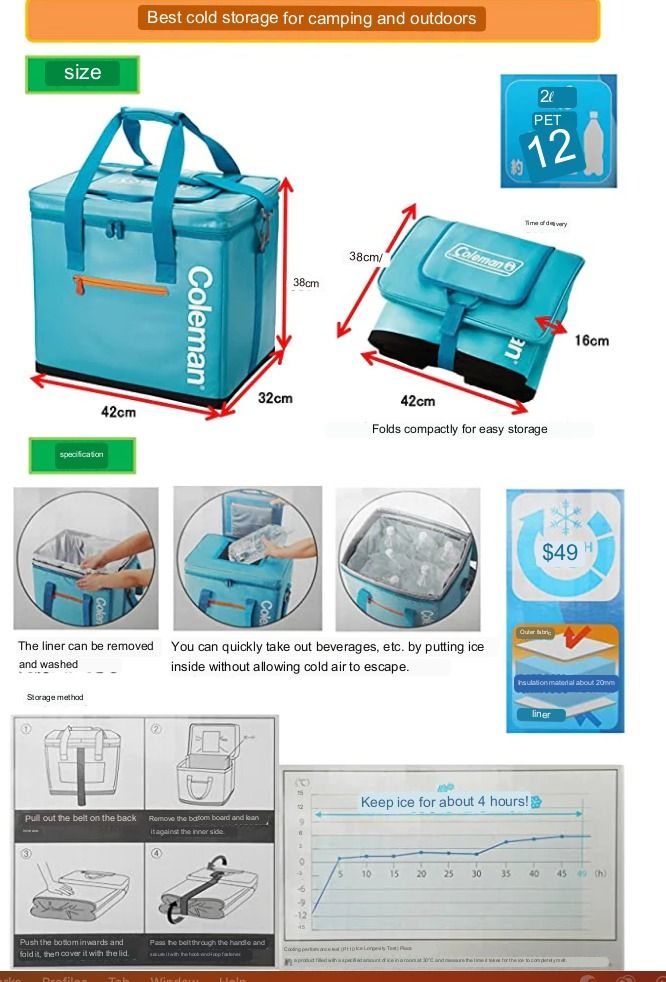 COLEMAN foldable Ice Box COOLER BOX, ULTIMATE Camping Ice Cooler, 35L ...